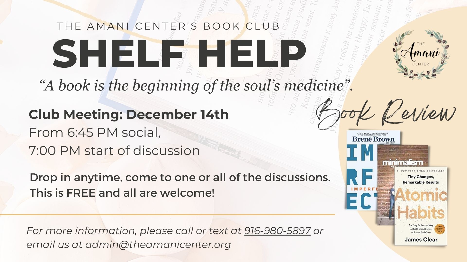 Shelf Help Book Club – The Amani Center